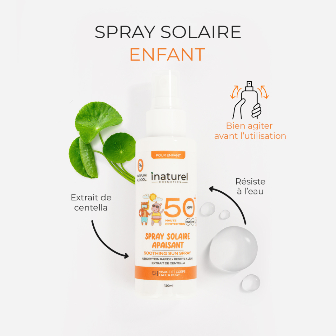 Spray Solaire Enfants SPF 50+ 120 ml – Protection & Apaisement | Inaturel