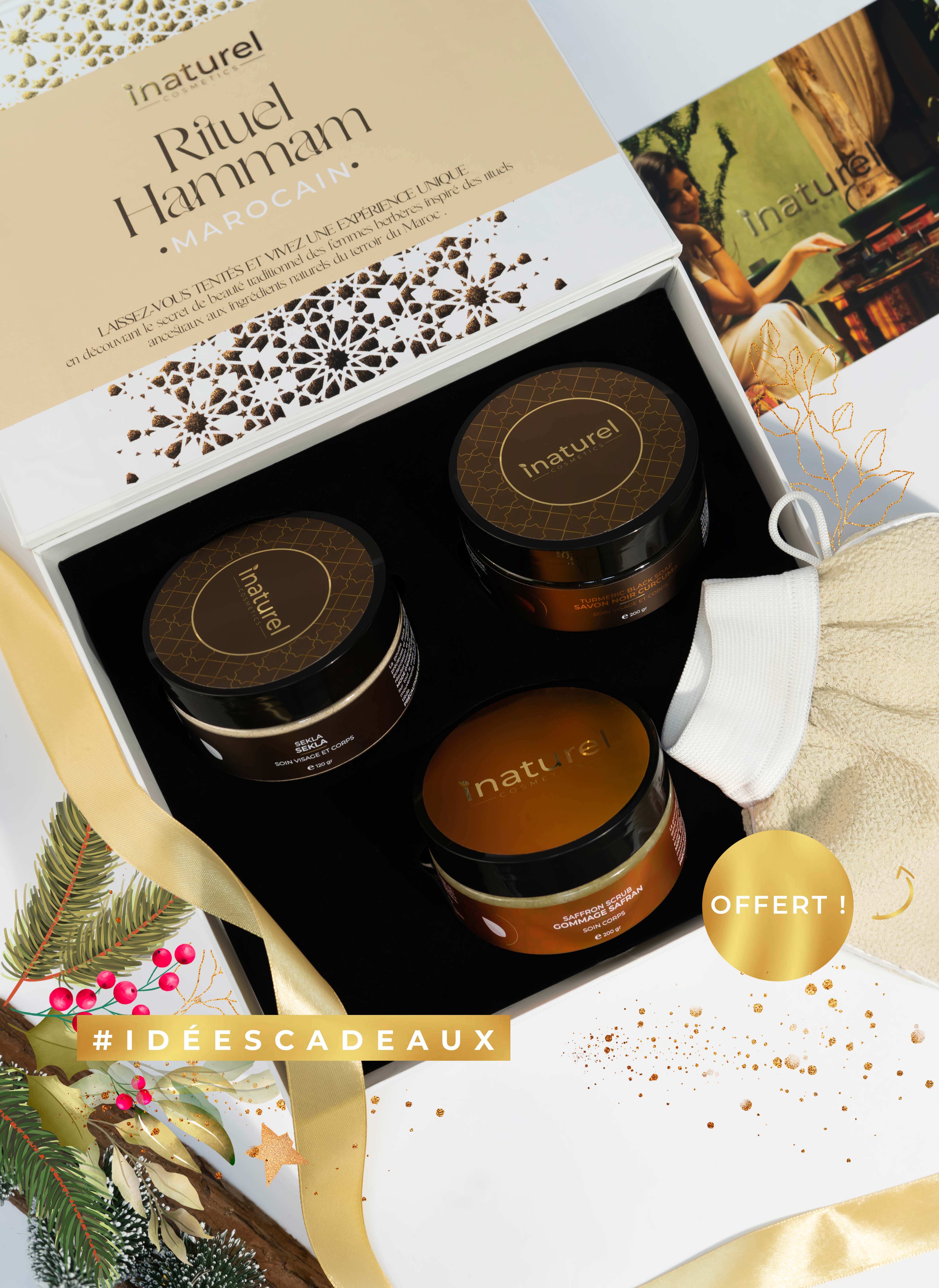 Coffret Rituel Hammam Inaturel | Cadeaux Soins Naturels Fin d’Année